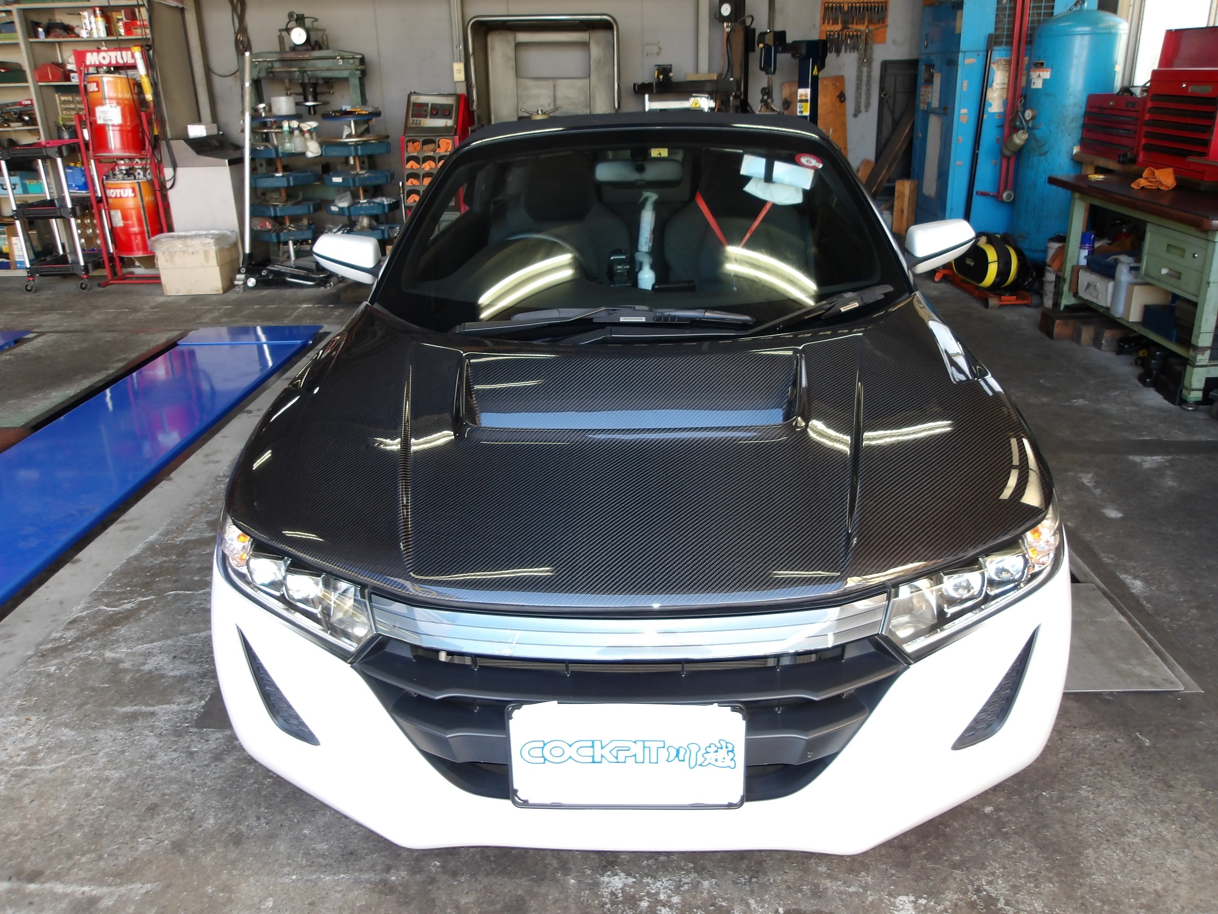 S660（JW5）car garage amis製カーボンボンネット装着。 | ホンダ S660 エクステリア エクステリア > エアロパーツ塗装、取付 | 作業日誌 | コクピット 川越 ...