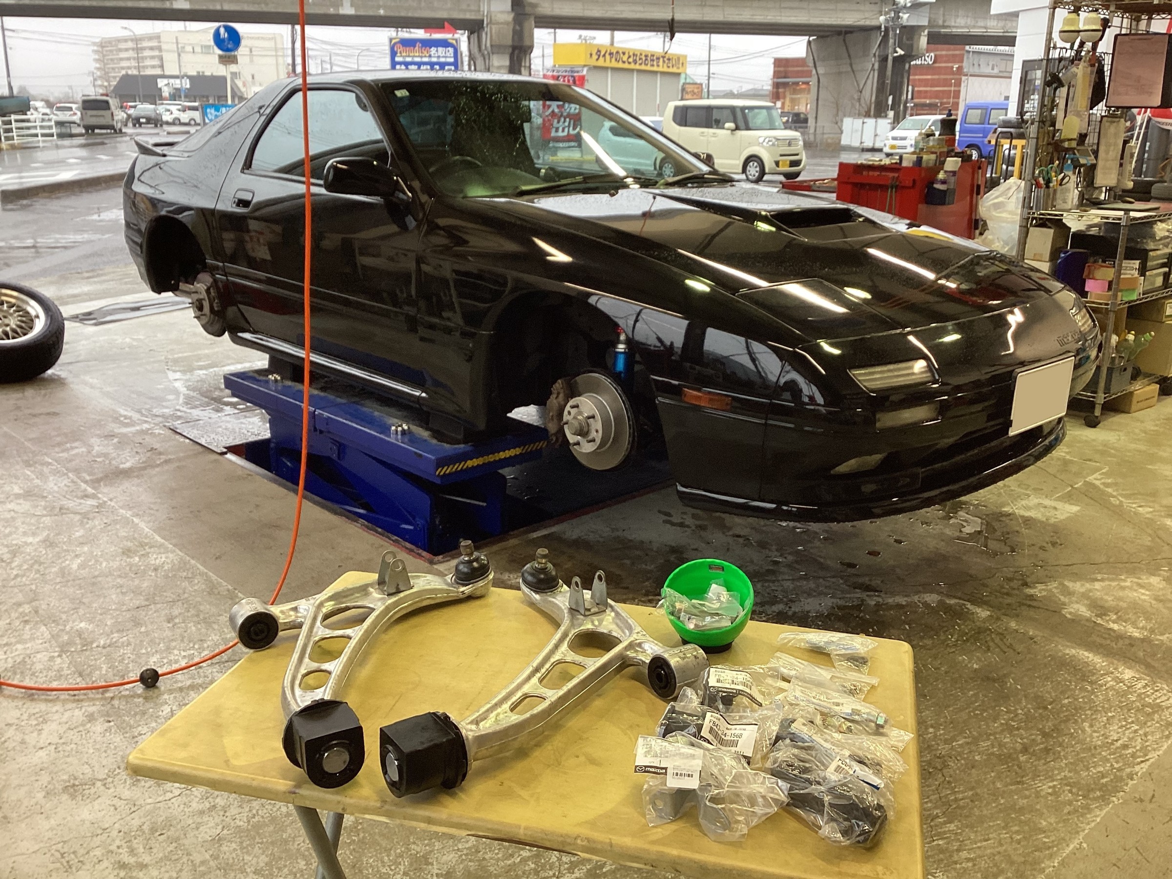 RX-7 FC3S 1G締め付け＆アライメント調整！ | マツダ RX-7 足まわり（サスペンション・ブレーキ） | カスタマイズ別ショーケース | コクピット 名取 | お店の取付加工事例紹介