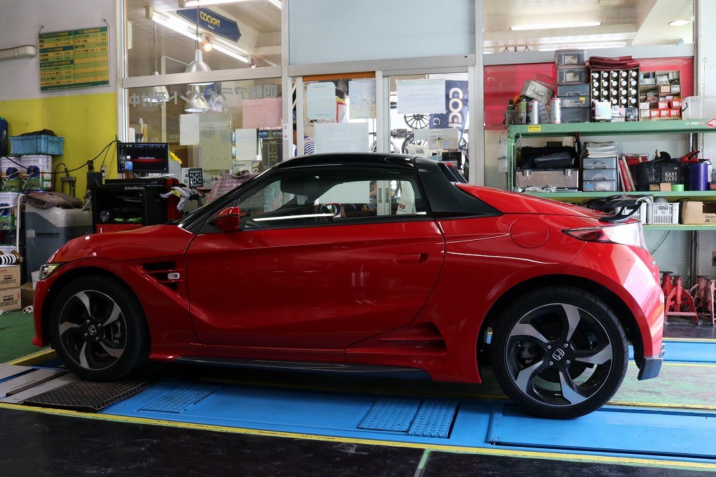 ホンダ S660 HKS車高調・BBSアルミホイール・電装品装着 | ホンダ S660 足まわり（サスペンション・ブレーキ） ホイール > 4輪トータルアライメント測定・調整 | スタッフ日記 ...